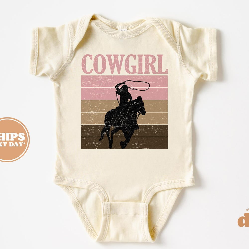 Baby Bodysuit, Cowgirl Bodysuit, Funny Western Baby Retro Baby Bodysuit Cute Baby Onesie, BABY ...
