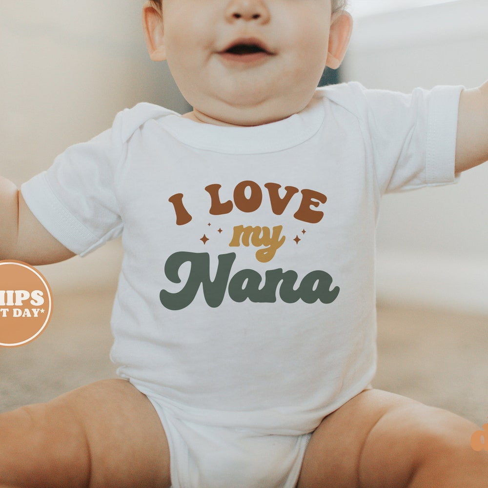 Baby Bodysuit, I Love My Nana Bodysuit, Grandma'S Retro Baby Bodysuit Cute Baby Onesie, BABY ...