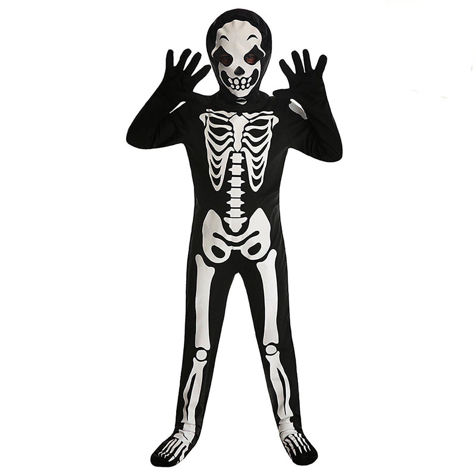 Baby Bodysuit Kids Skeleton Glow in The Dark Child White Bones Stretch ...