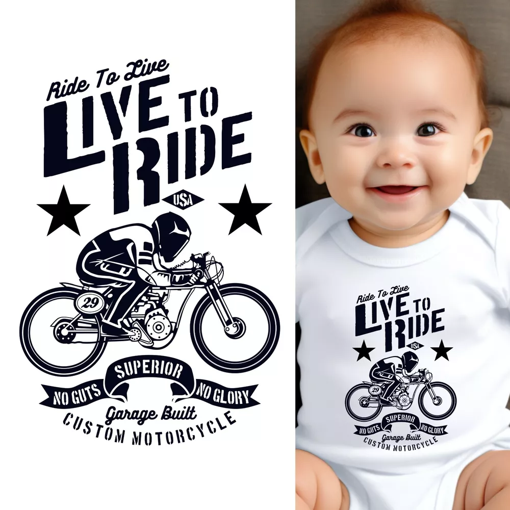 Baby Bodysuit - Live To Ride Motorcycle Baby Clothes For Infant Boys And Girls Cute And Cool ...