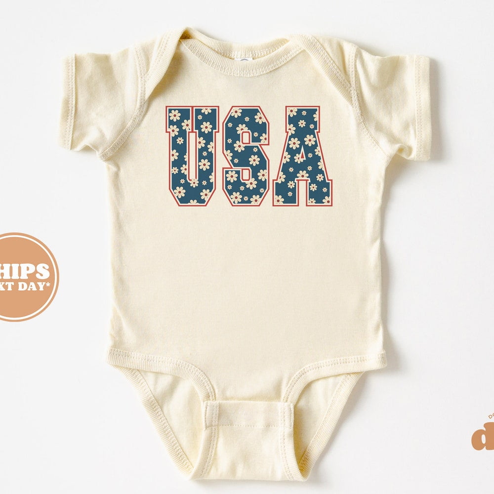 Baby Bodysuit, Usa Floral, Indigo 4Th Of July Shirts & Bodysuit ...