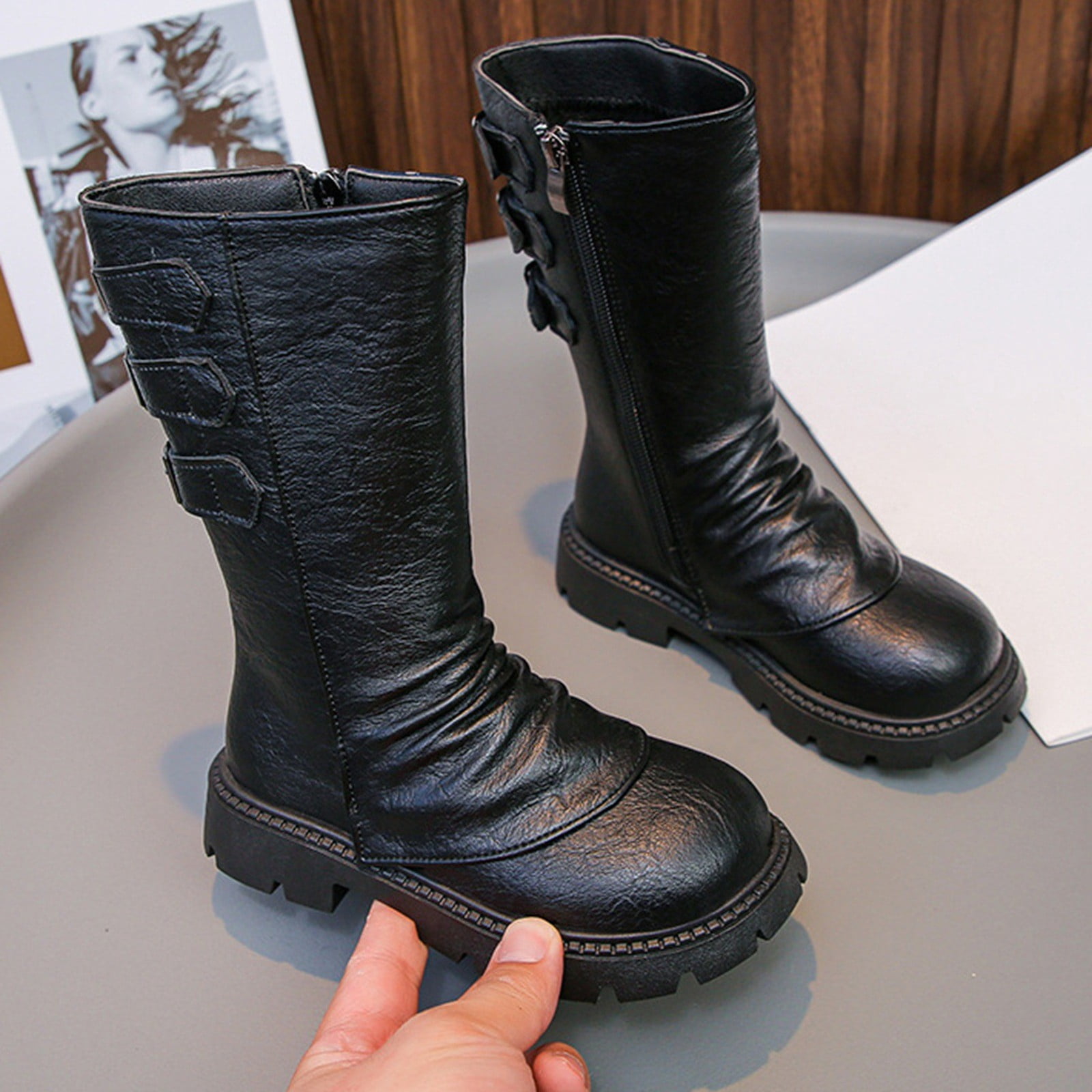Baby Booties,Girls Long Shaft Boots Soft Sole Flat Riding for Big Kids ...