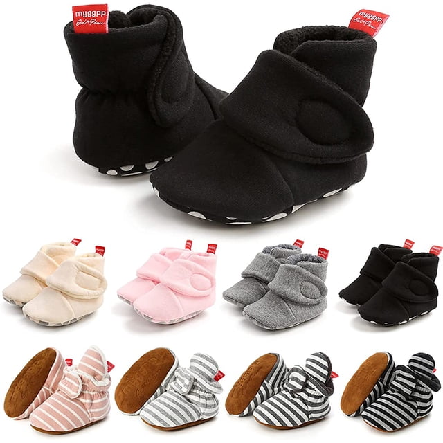 Fleece Booties for Baby, Non-Slip Grip Walking Shoes, Infant Newborn ...