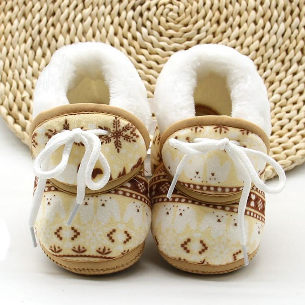 Baby Booties Newborn Boy Girl Shoes Winter Warm Fur Lining Non-Slip ...