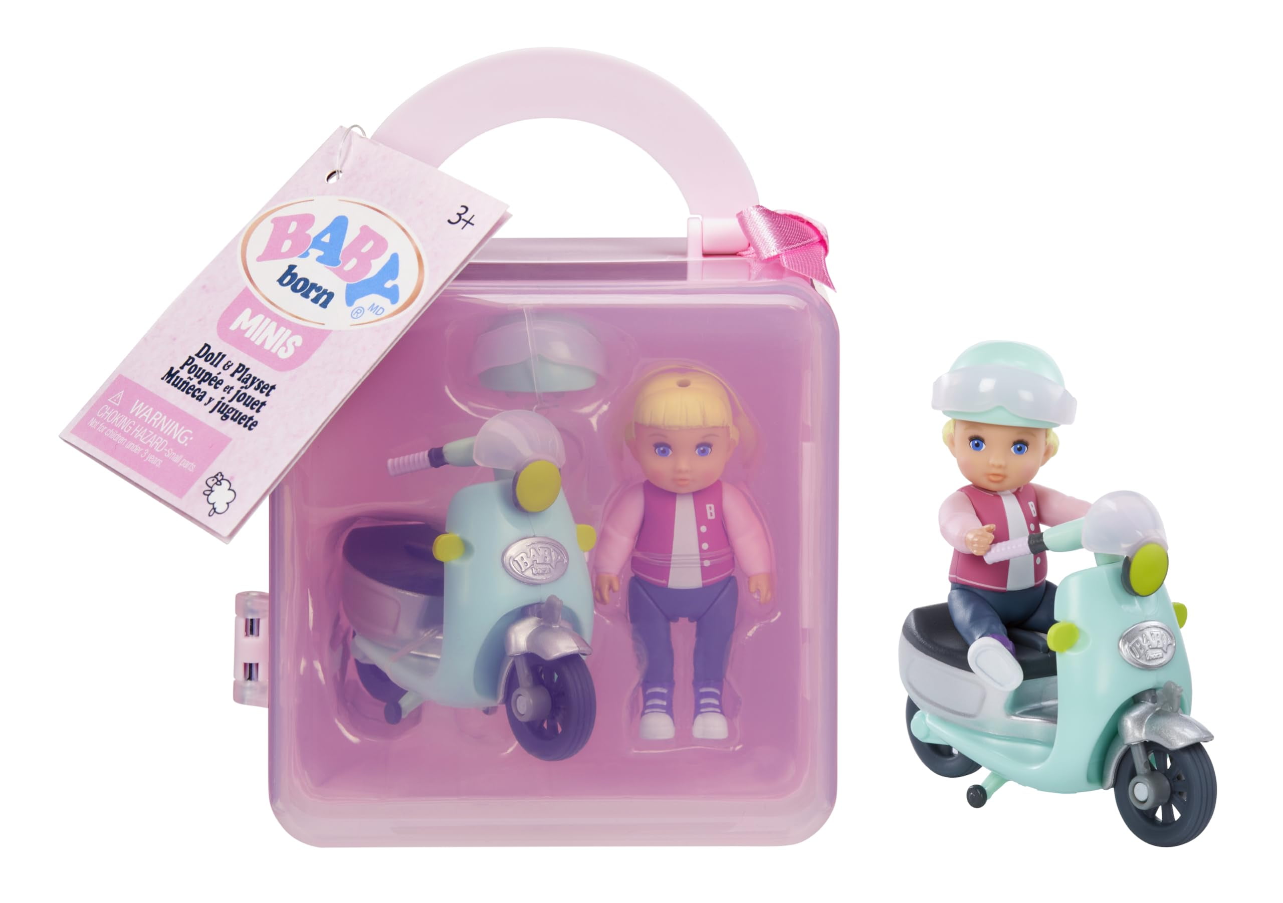 Baby Born MINIS Playset - Light Skin Tone Doll with Blue Eyes, Scooter ...