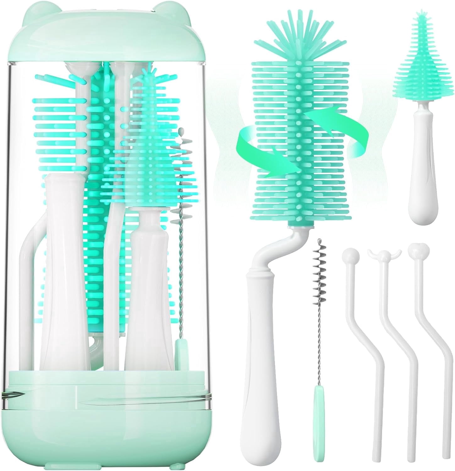 Baby Bottle Brush Set with UV Sterilizer, Bottle Cleaner Kit with ...