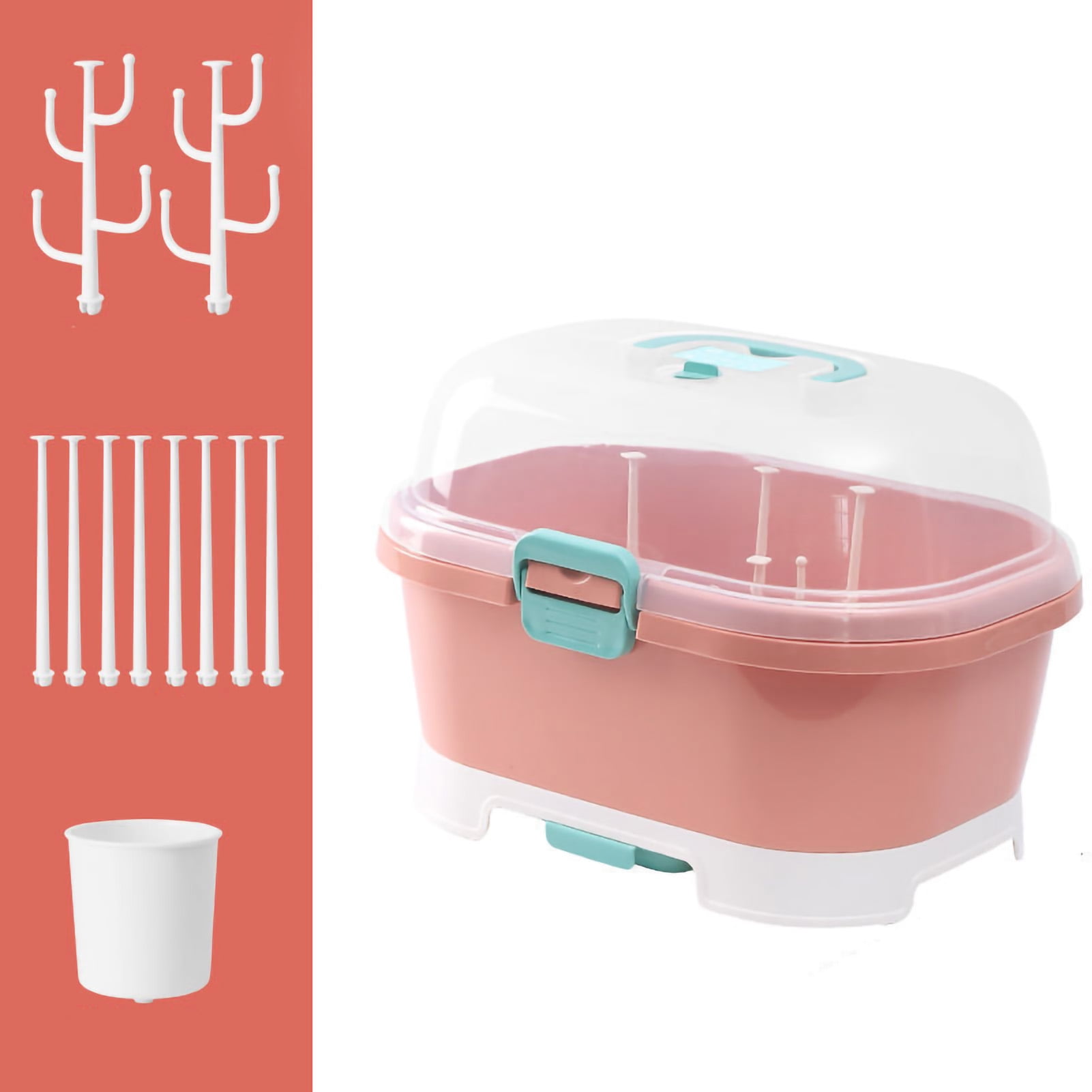 Baby Bottle Drying Container with Drainer, Portable Nursing Cutlery Box ...