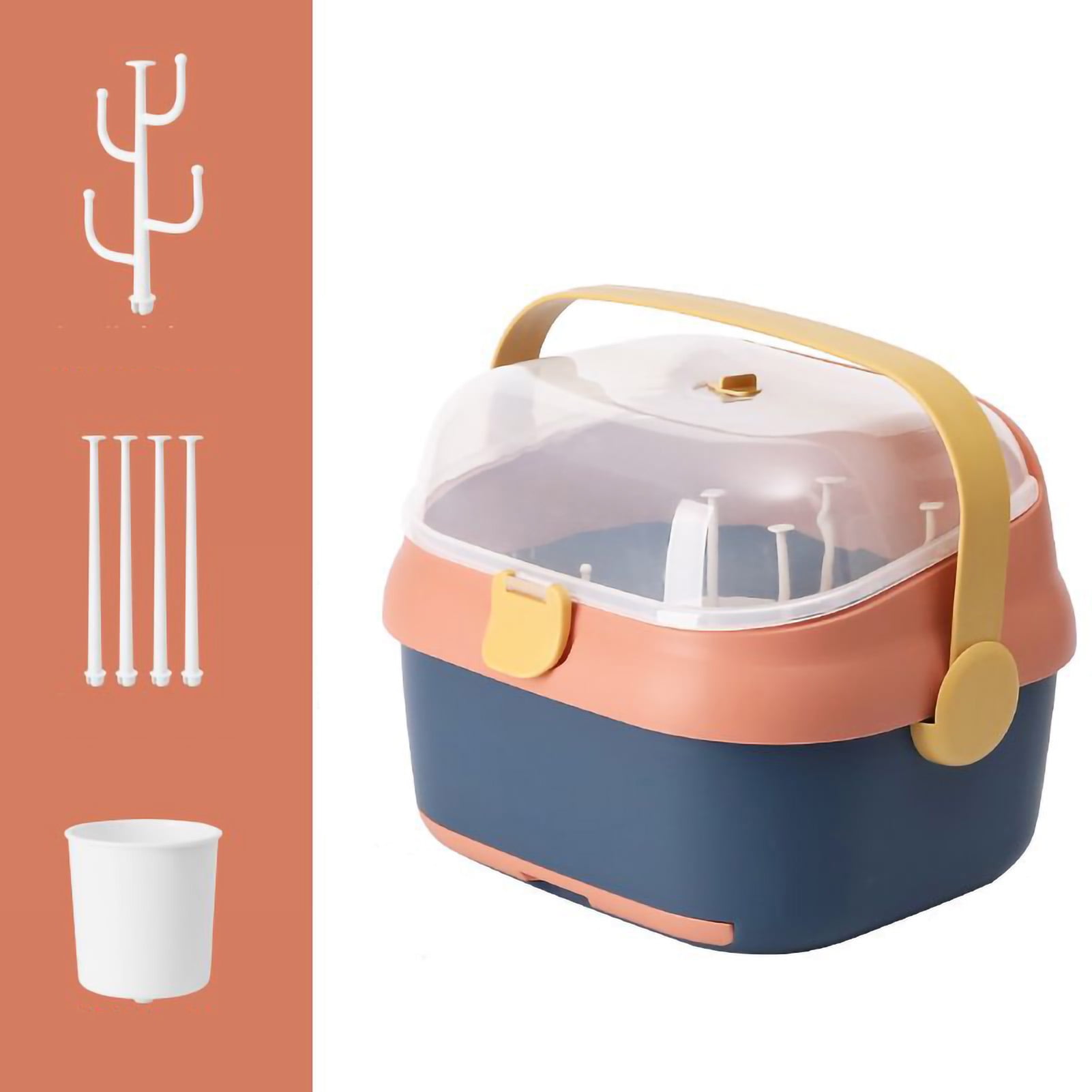 Baby Bottle Drying Container with Drainer, Portable Nursing Cutlery Box ...