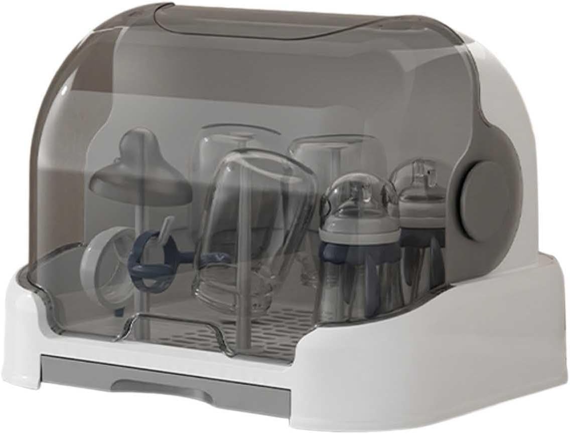 Baby Bottle Drying Rack with Lid, Space Saving BabyBottle StorageBox ...