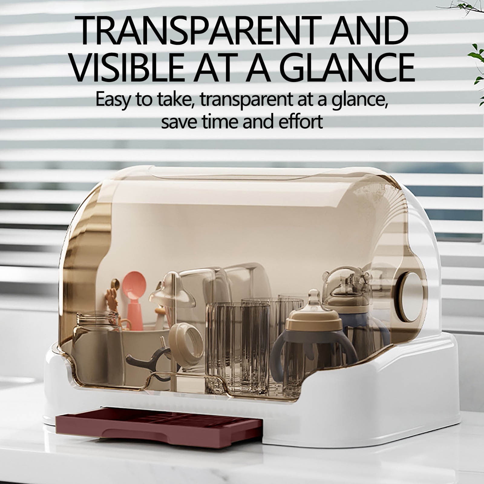 Baby Bottle Drying Rack Organizer with Cover Removable Drip Tray ...