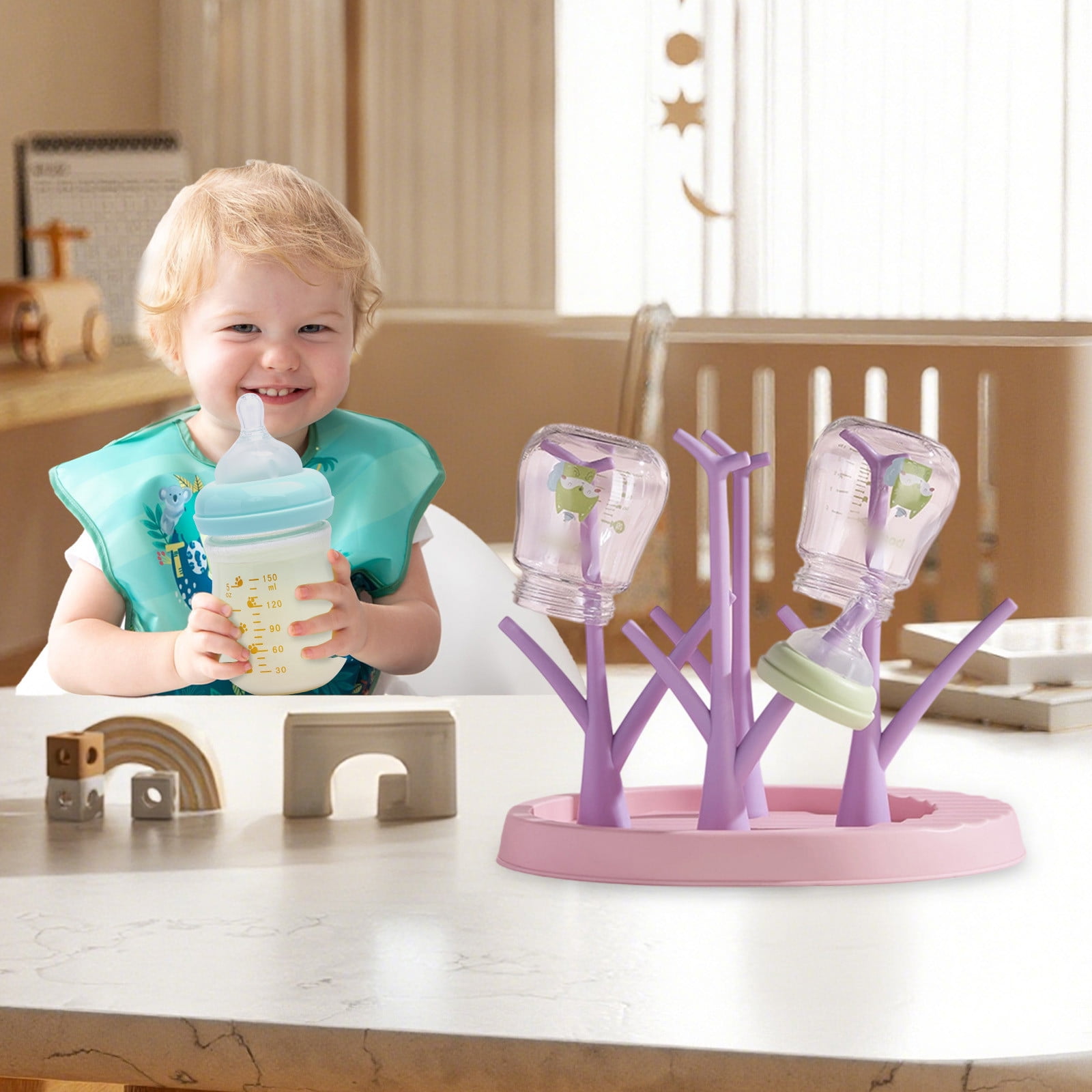 Baby Bottle Drying Rack Organizer Stand Detachable Space Saving Holder ...