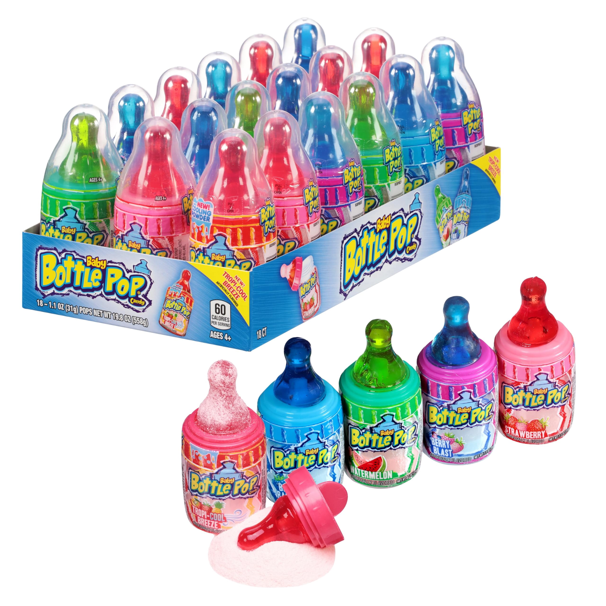 Baby Bottle Pop Candy CCF19 Lollipop, 18 Ct with Dipping Powder in ...