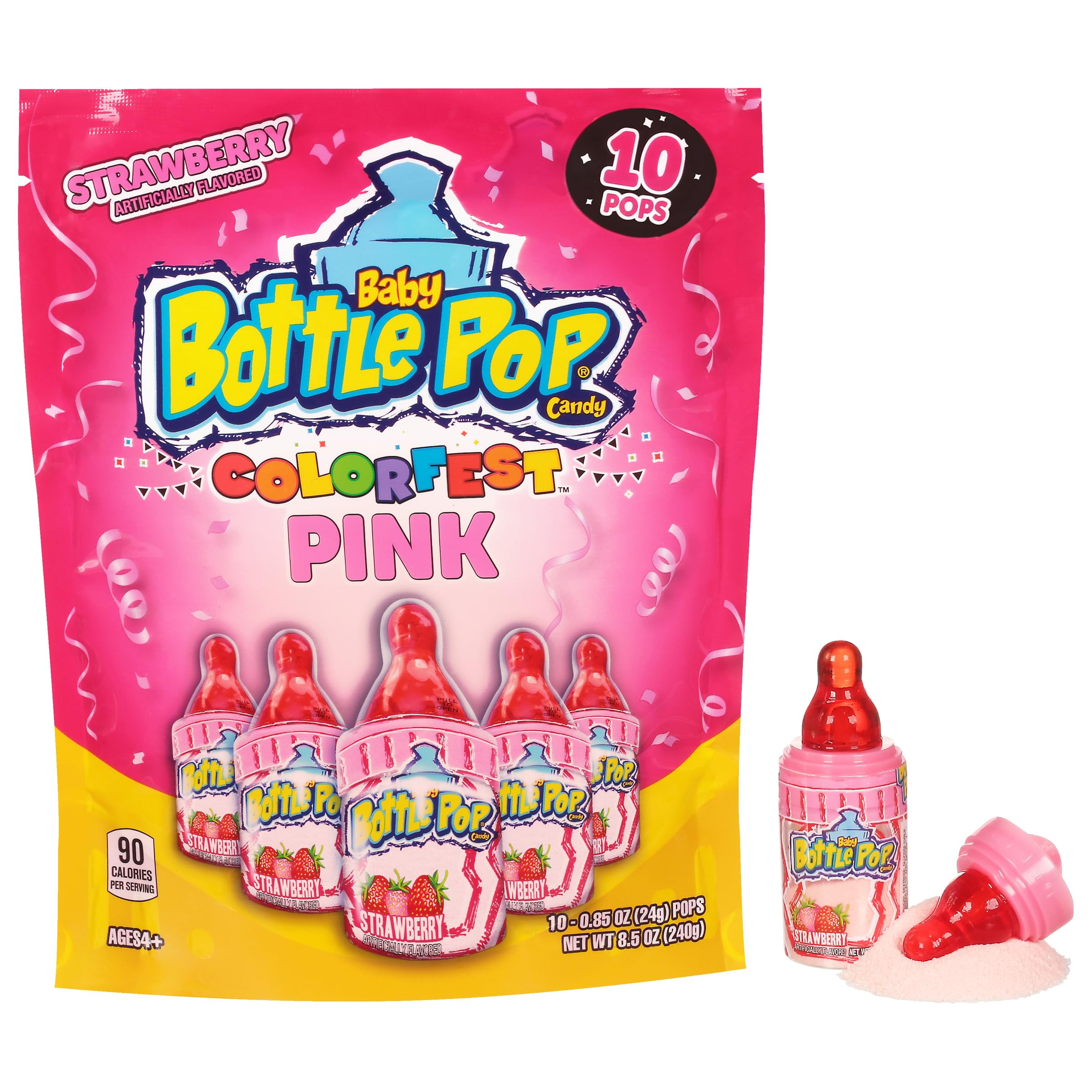 Baby Bottle Pop Candy ESF27 Pink Lollipops, 10 Lollipops with Dipping ...