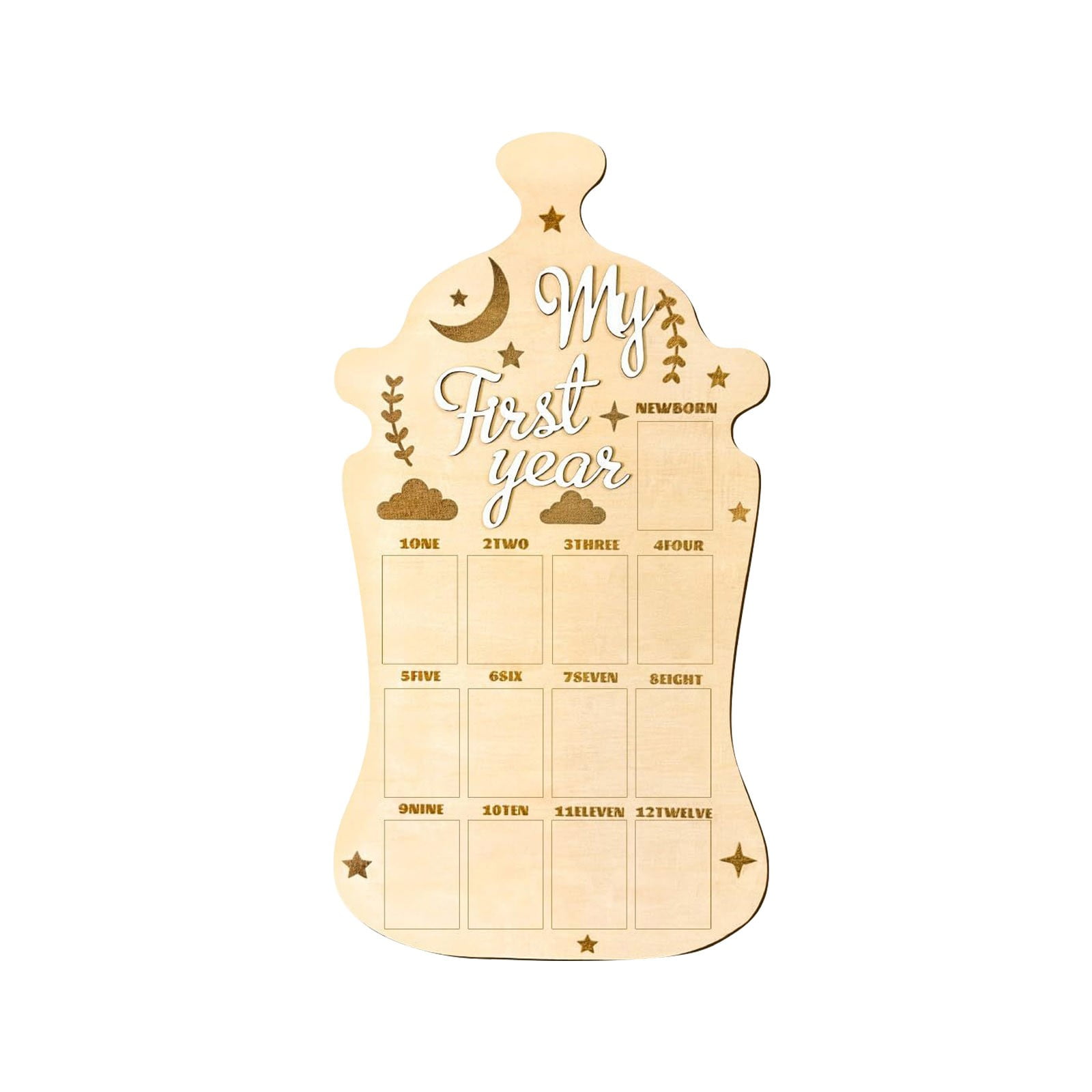 Baby Bottle Shaped Milestone Frame - 9.4x17.3x0.2 inches Monthly Photo ...