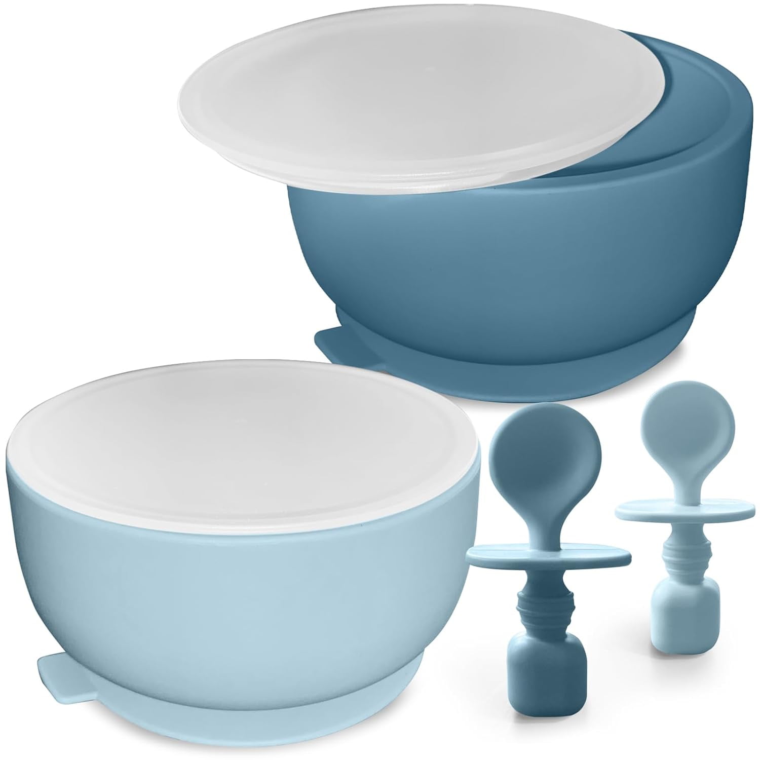 Baby Bowls with Suction, Silicone Baby Feeding Set, Infant Babies ...