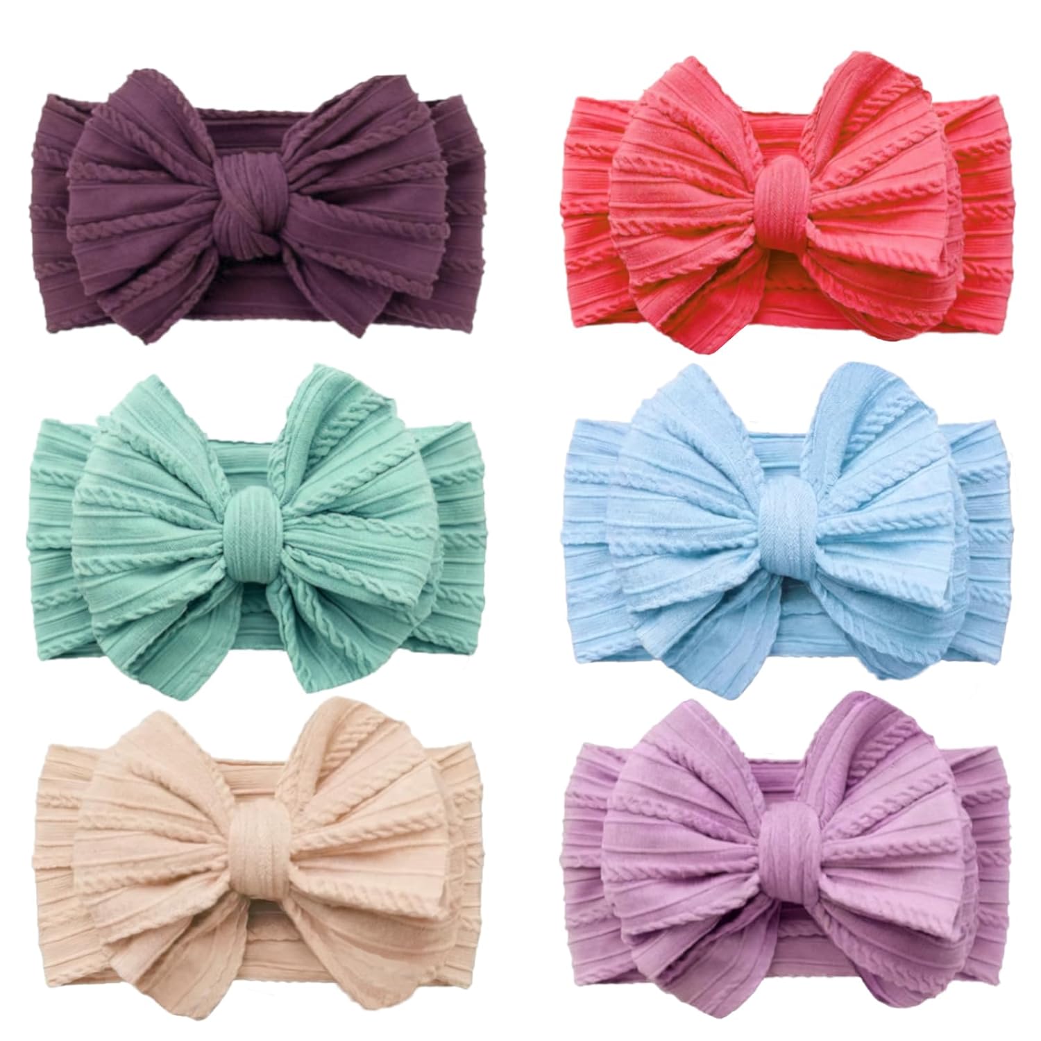 Baby Bows Headbands Soft Nylon Handmade Hair Accessories for Newborn ...