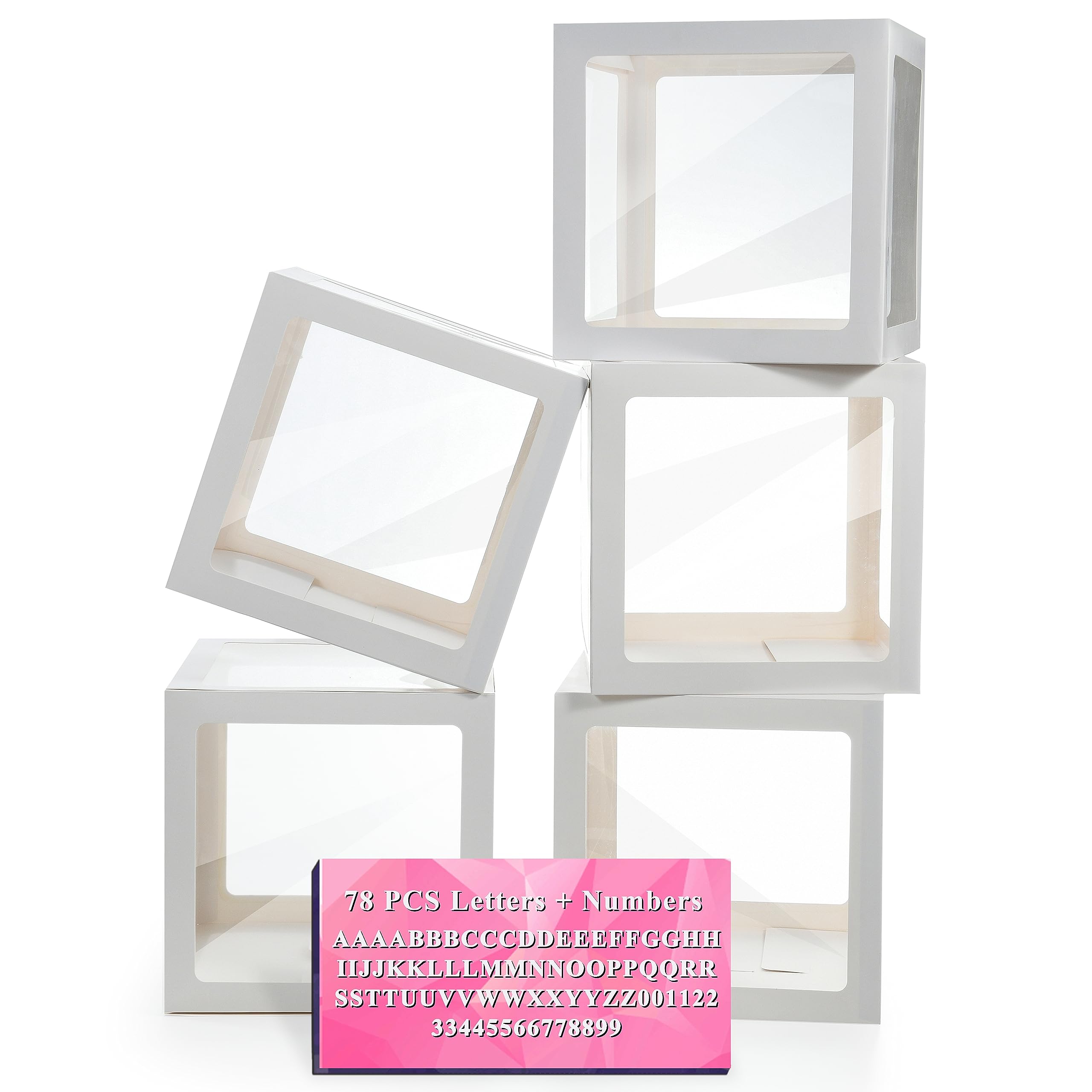 Baby Boxes with Letters, CM31 5 Transparent Baby Shower Balloon Boxes ...