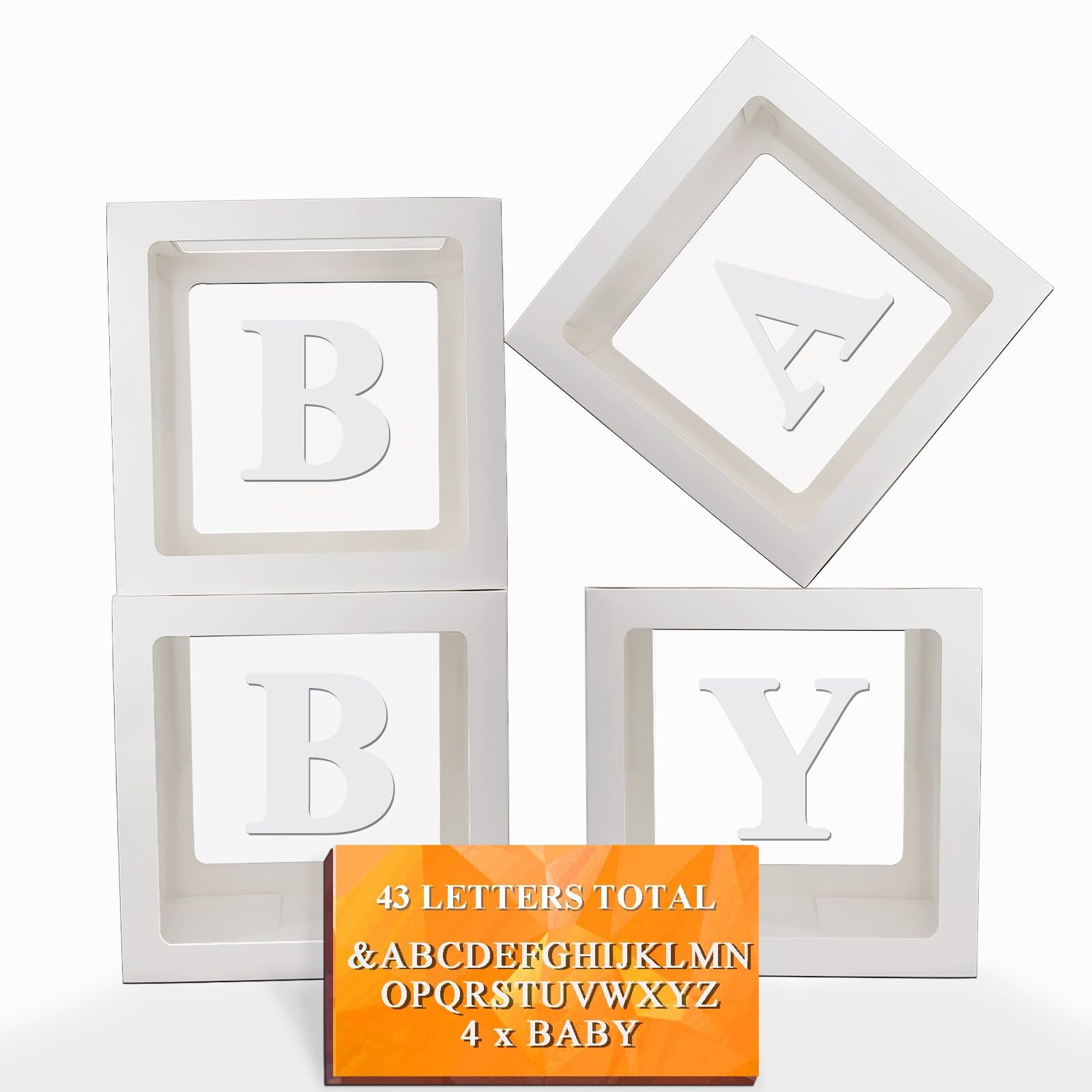 Baby Boxes with Letters, RRF12 Clear Balloon Boxes for Baby Shower ...