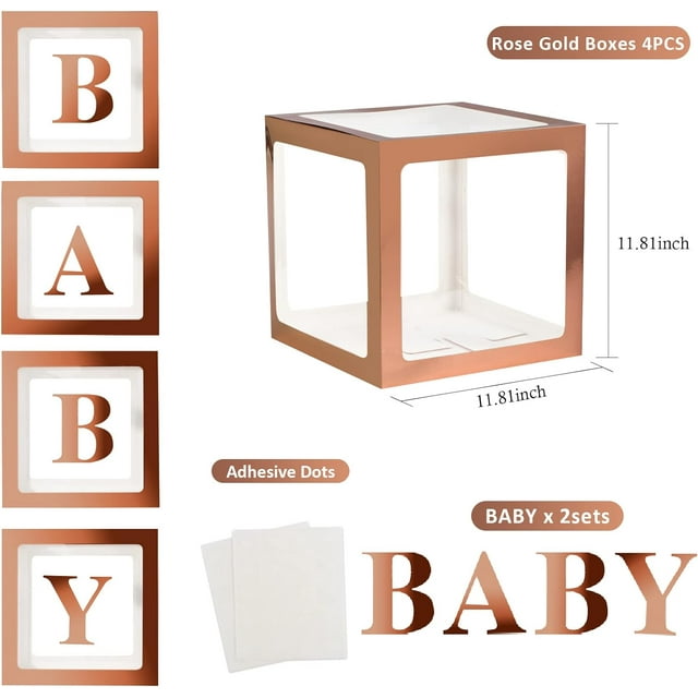 Baby Boxes With Letters For Baby Shower, 4 Transparent Balloon Boxes ...