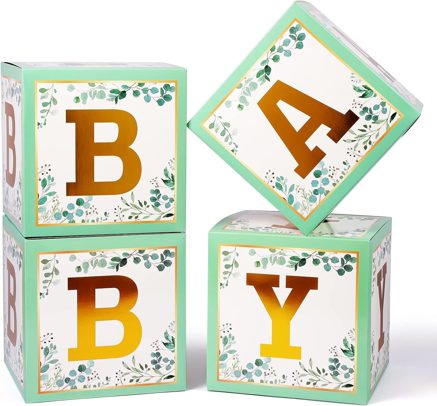 Baby Boxes with Letters for Baby Shower, 4 Transparent Balloon Boxes ...