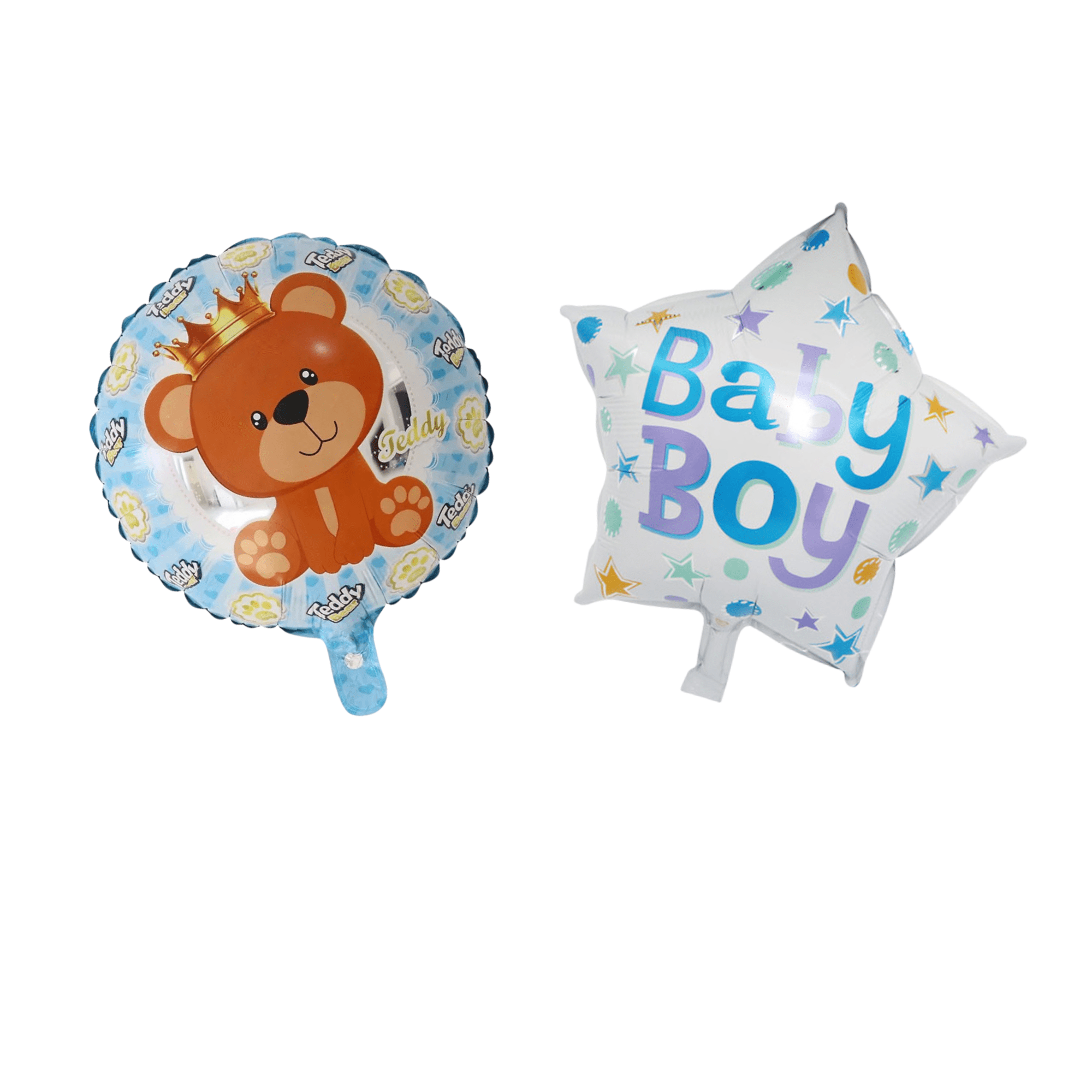 Baby Boy Balloon Set with Teddy Bear and Star Foil Balloons for Baby ...
