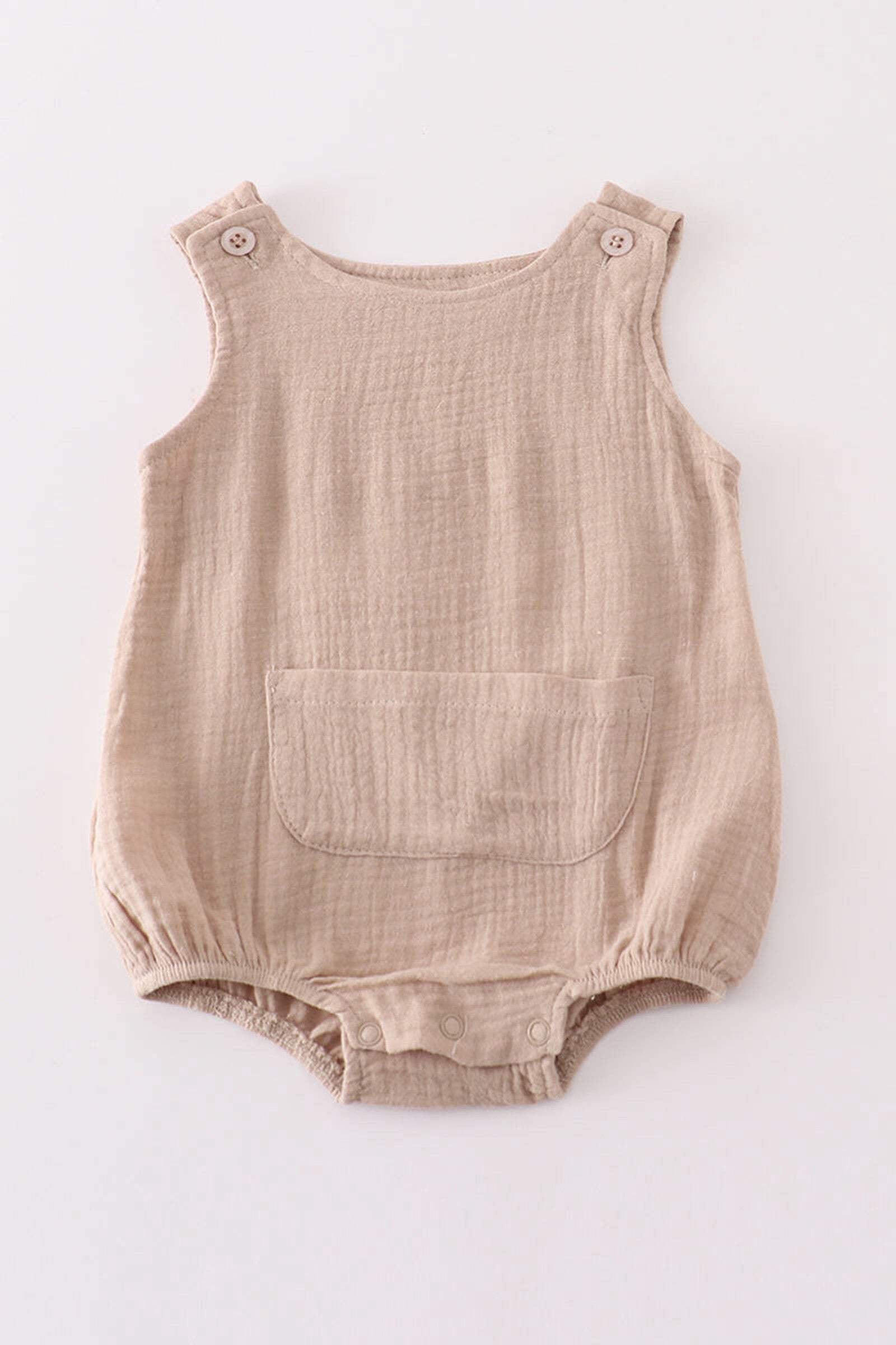 Baby Boy Beige Muslin Bubble | 100% Cotton | Abby & Evie - Walmart.com