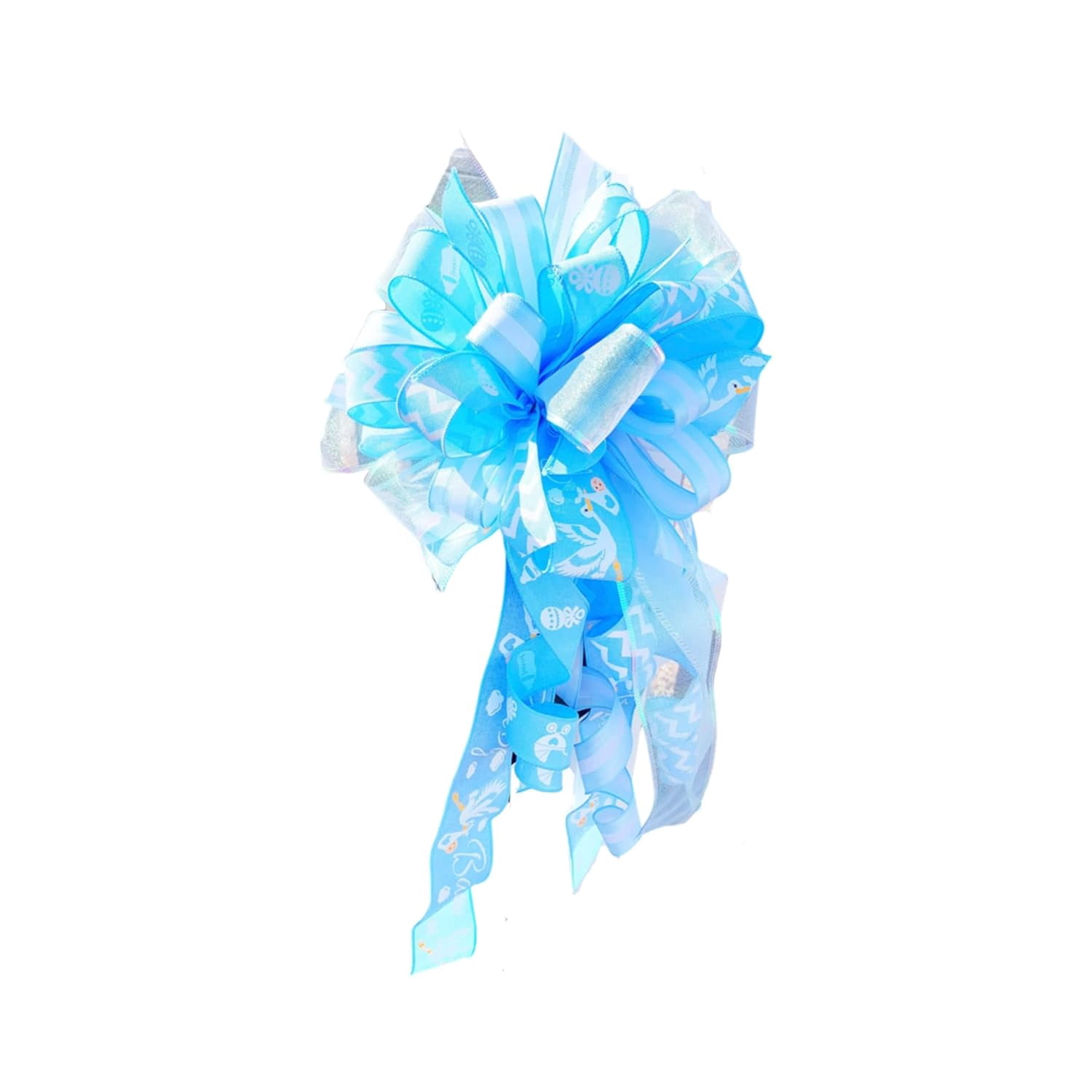 Baby Boy Bow in Blue and White. Perfect for Mailbox, Door, or Wreaths ...