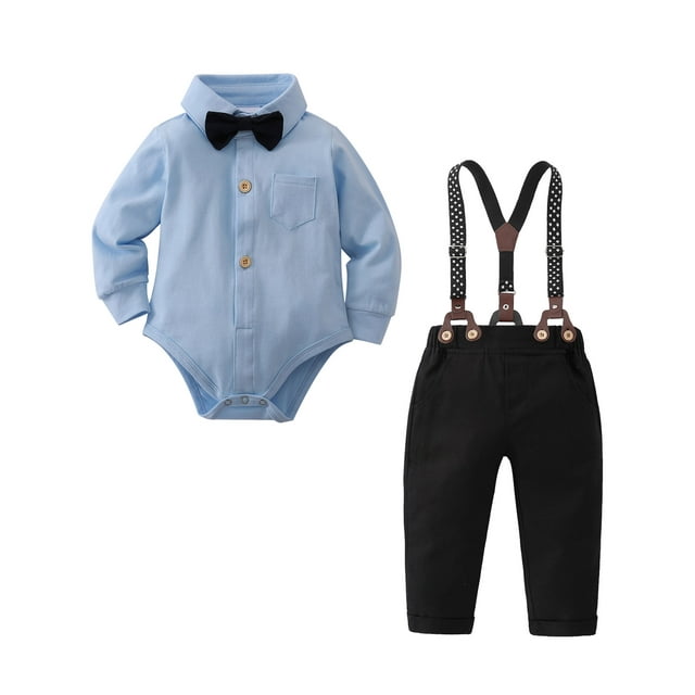 Baby Boy Clothes 3-24 Months Infant Formal Tuxedo Outfit Long Sleeve ...