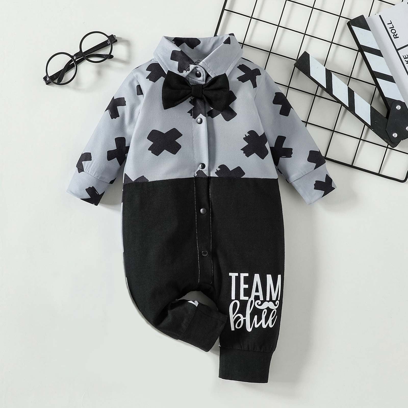 Baby Boy Clothes Infant Cute Cow Print Long Sleeve Button Down Romper Newborn Lapel Jumpsuits ...
