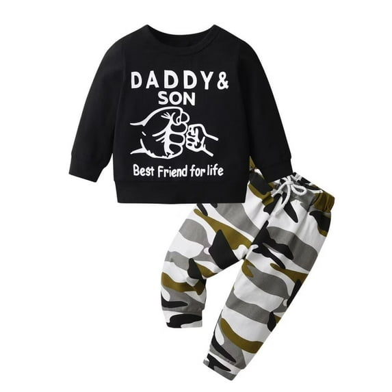 Baby Boy Clothes Letter Long Sleeve Tops and Camouflage Long Pants Fall ...