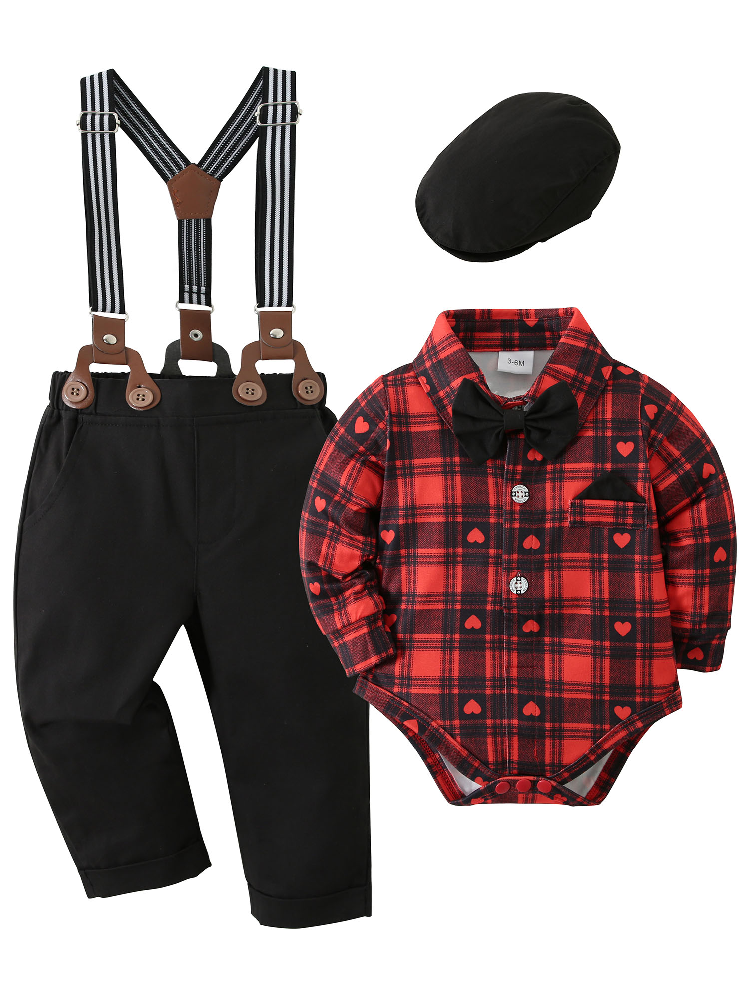 Baby Boy Clothes Outfit Formal Suits Newborn Plaid Romper Shirts ...