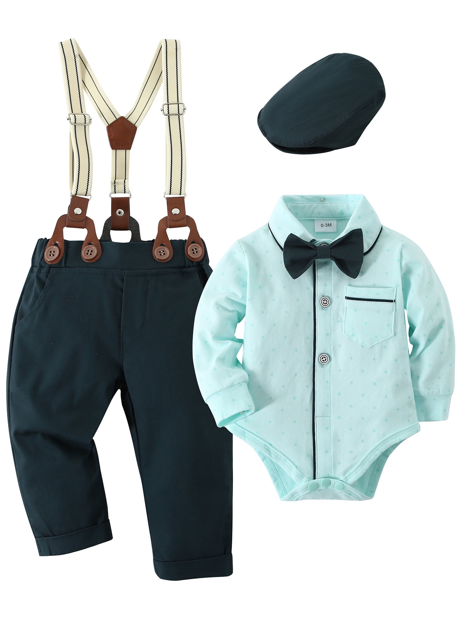 Baby Boy Clothes Outfit Suits Newborn Formal Tuxedo Romper Shirts ...