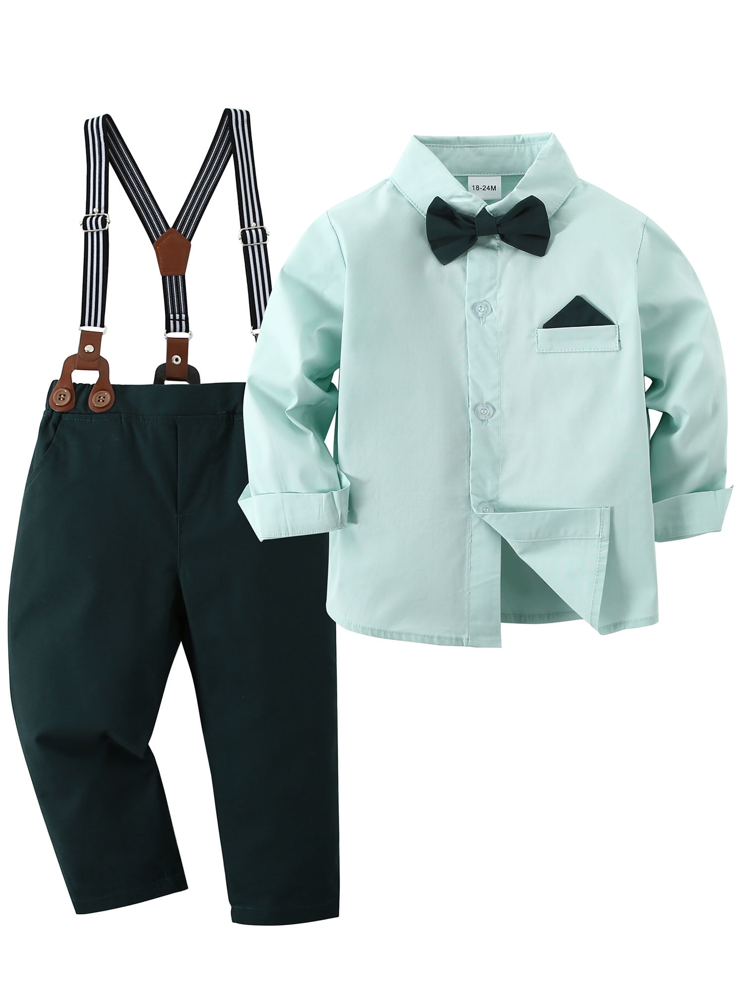 Baby Boy Clothes Suits 1-6 Years Toddler Formal Dress Shirt Suspender ...