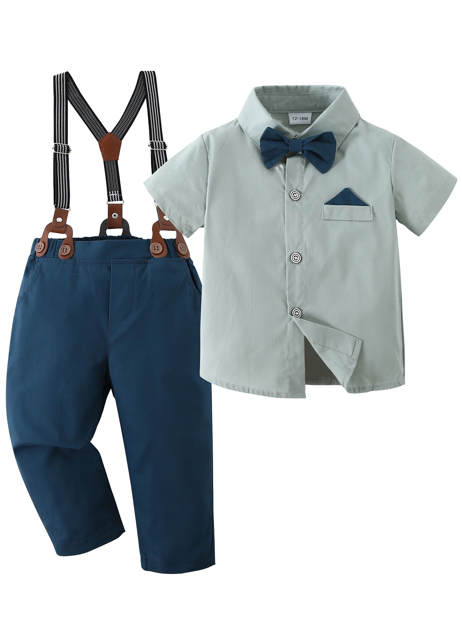 Baby Boy Clothes Suits Toddler Formal Dress Shirt Suspender Pants ...