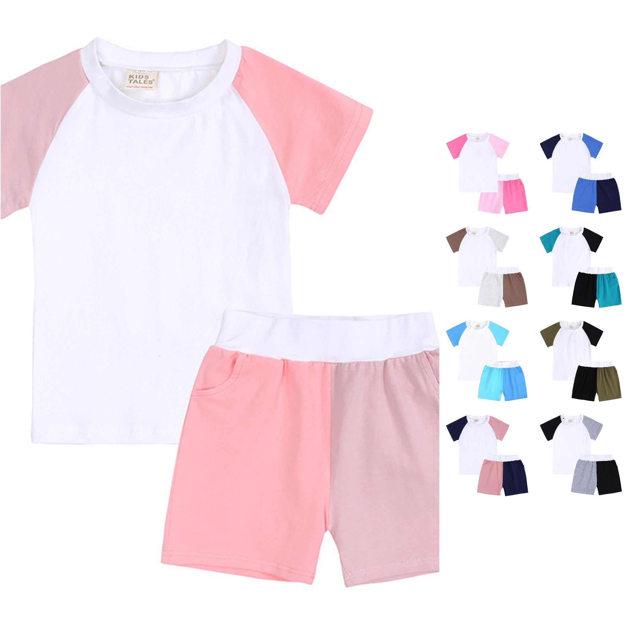 Baby Boy Clothes Toddler Girls Summer Outfits Pink Short Sleeve Color ...