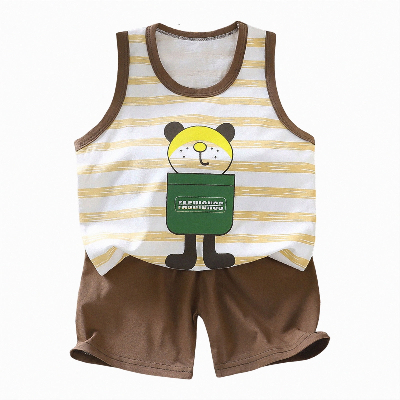 Baby Boy Clothing Sets Cartoon Print Sleeveless Vest and Soft Shorts ...