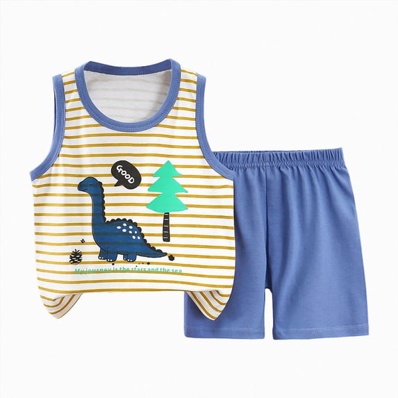 Baby Boy Cute Clothing Sets Cartoon Print Sleeveless Vest Tops with ...