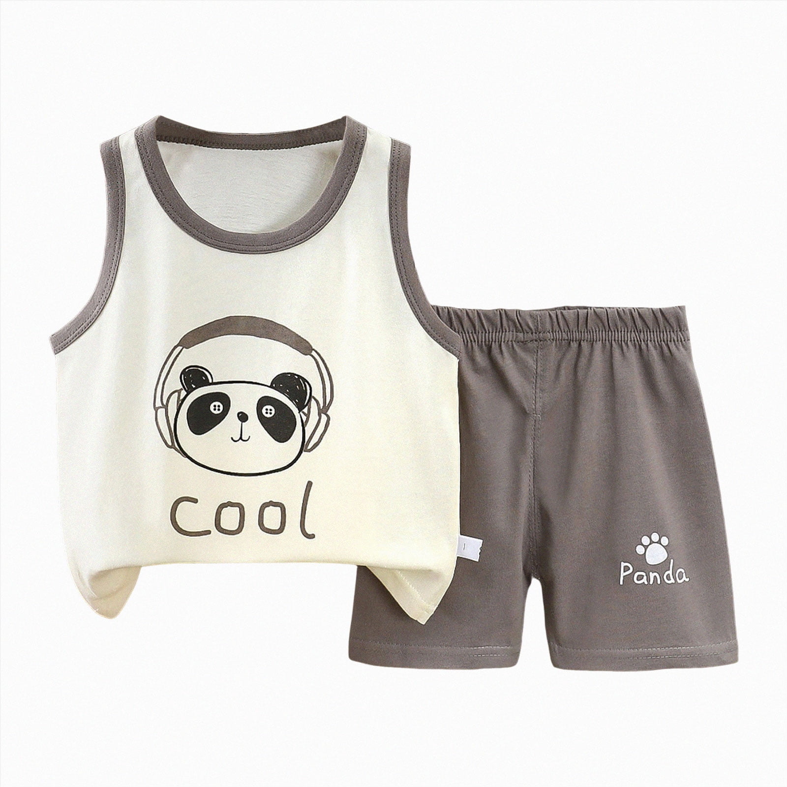 Baby Boy Cute Clothing Sets Cartoon Print Sleeveless Vest Tops with ...