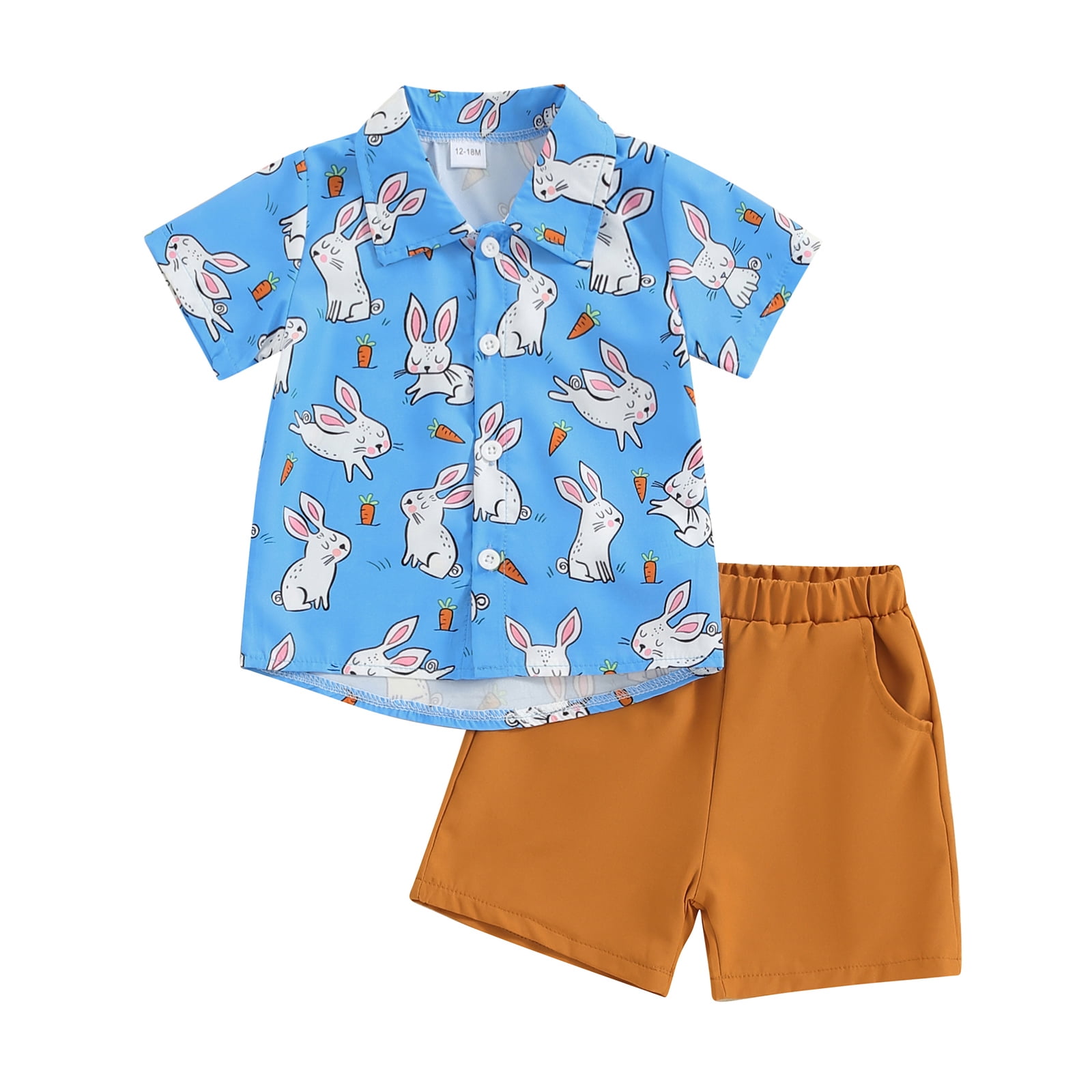 Baby Boy Easter Outfits Short Sleeve Button Down Shirt + Pocket Shorts ...