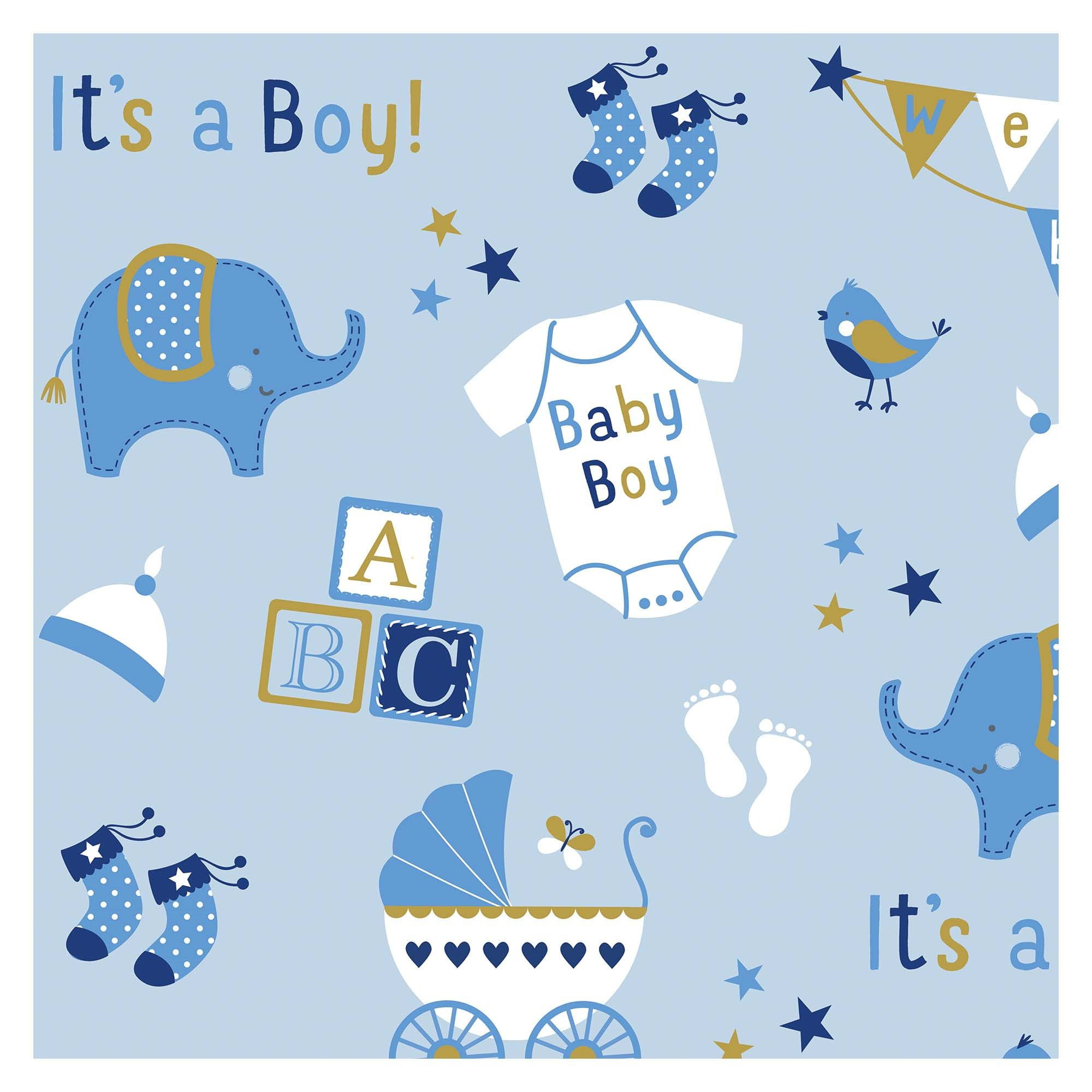 Amscan 180219 It's a Baby Boy Gift Wrap, 16" x 30", Blue, Pack of 1 ...