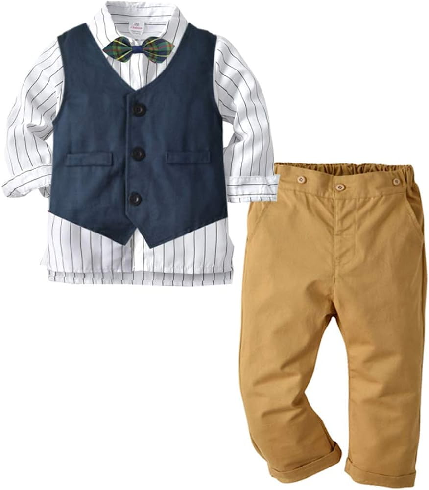 Baby Boy Formal Outfit Tuxedo Plaid Gentleman Suit Onesie Jumpsuit ...