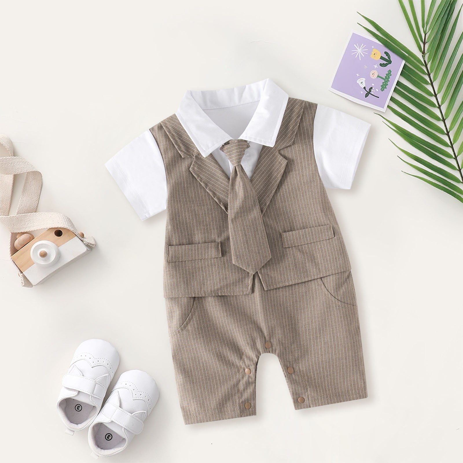 Baby Boy Gentleman White Shirt Vest Bowtie Tuxedo Jumpsuit Overall ...