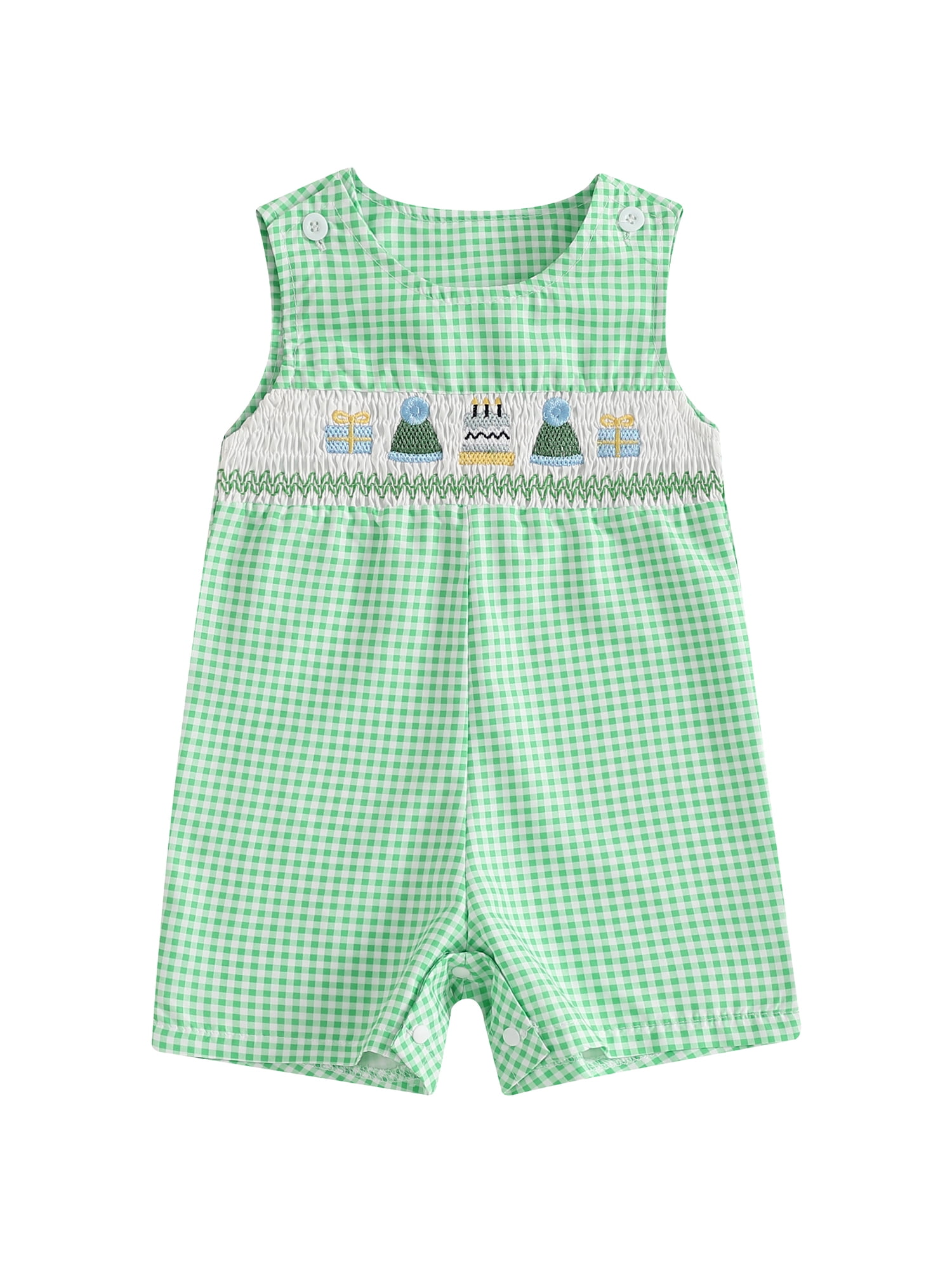 Baby Boy Girl 1st Birthday Outfit One Years Old Sleeveless Plaid ...