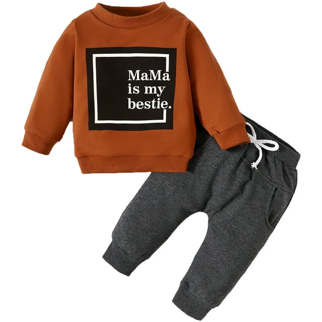 Baby Boy Girl Clothes Toddler Fall Winter Outfits Crewneck Sweatshirt and Jogger Pants Set ...