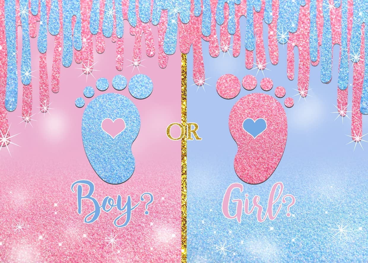 Baby Boy or Girl Gender Reveal Backdrop Pink or Blue Lttle Gender ...