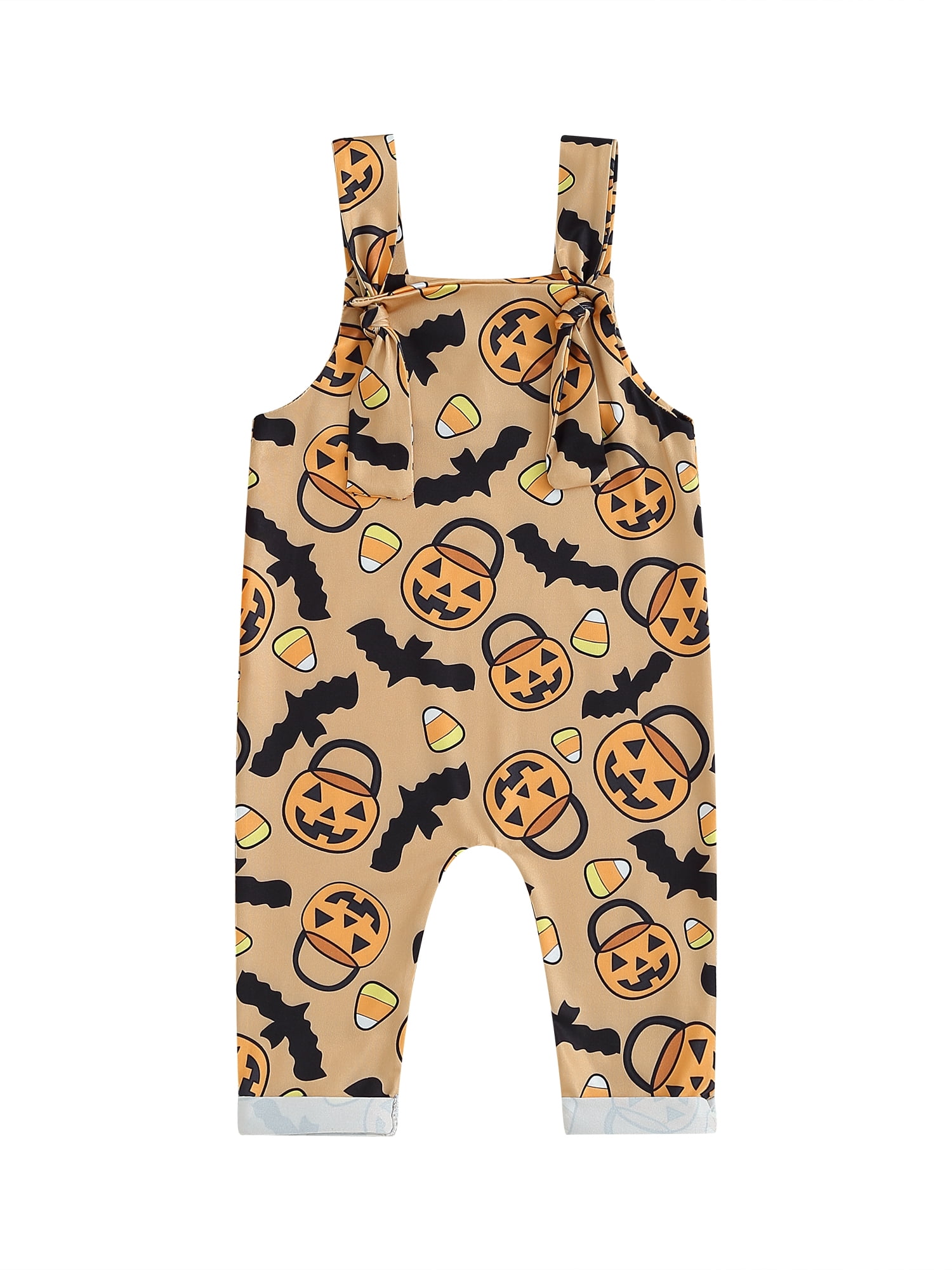 Baby Boy Girl Halloween Outfit Ghost Pumpkin Suspender Pants Bib Overalls Sleeveless Romper ...