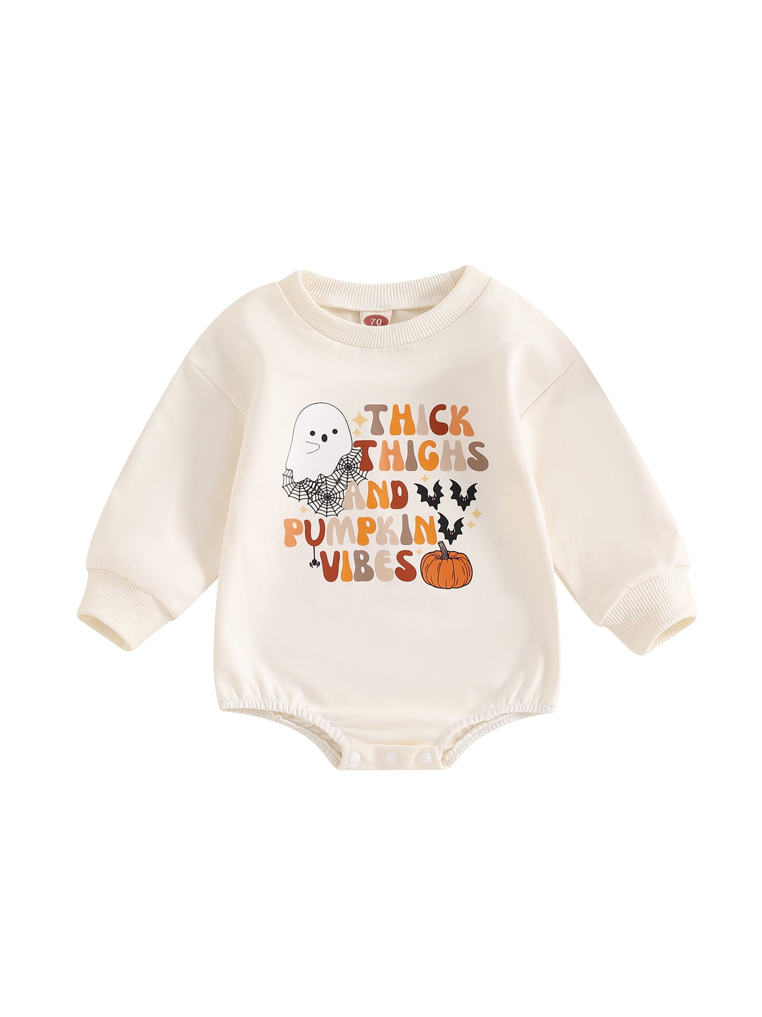 Baby Boy Girl Halloween Outfits Funny Letter Long Sleeve Sweatshirt Romper Newborn One Piece ...