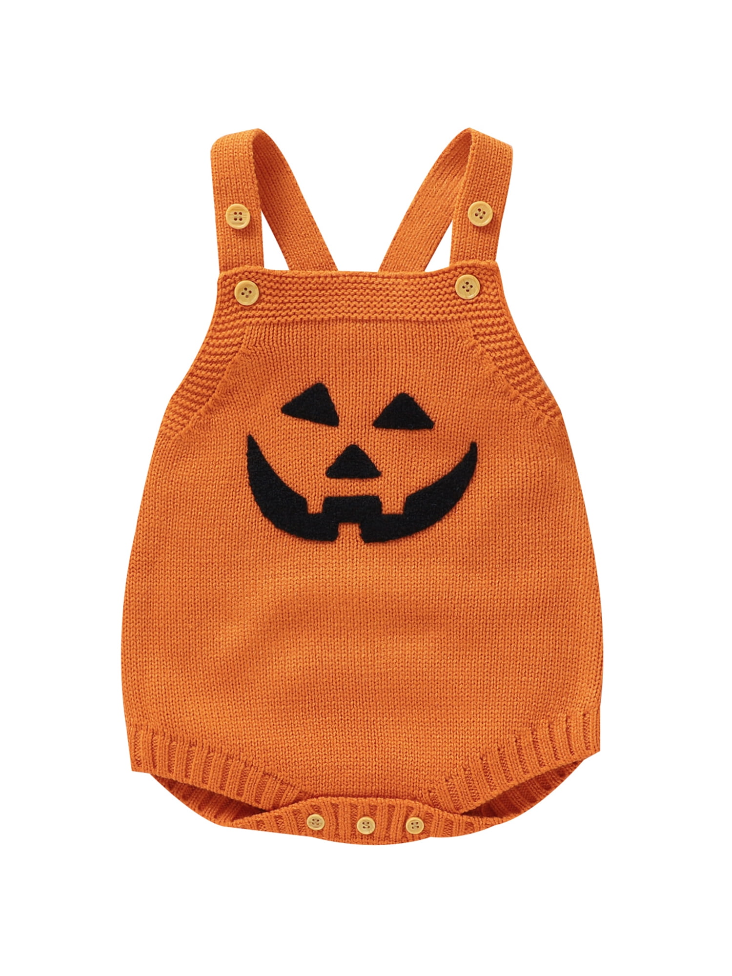 Baby Boy Girl Halloween Outfits Newborn Pumpkin Knitted Romper Overalls Fall Winter Sweater ...