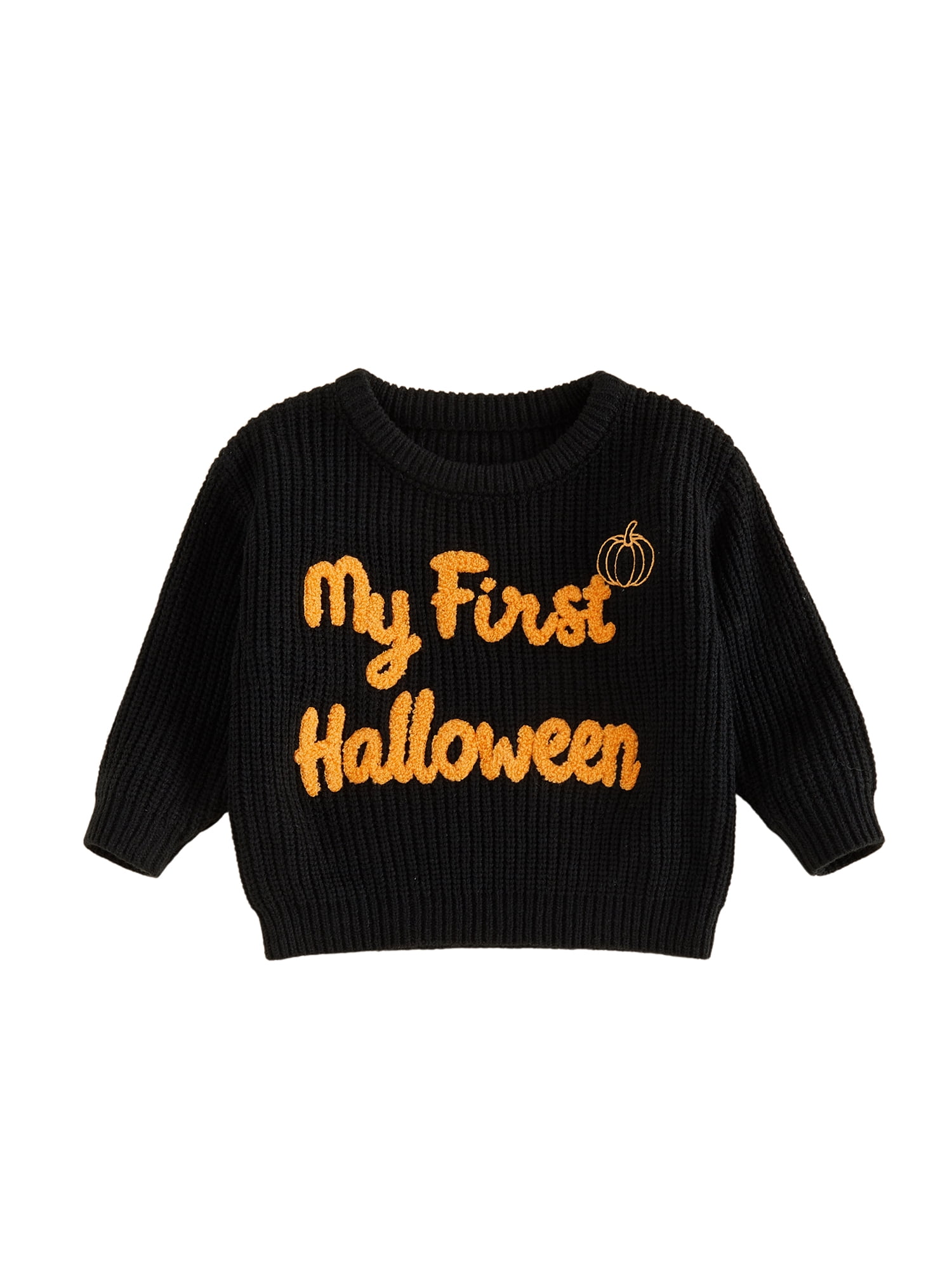Baby Boy Girl Halloween Sweater Letter Pumpkin Embroidery Long Sleeve ...