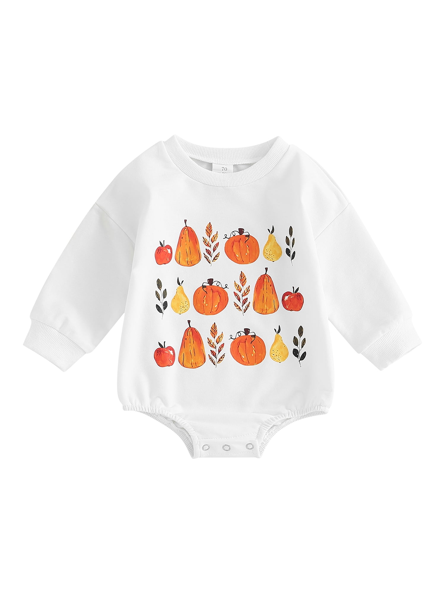 Baby Boy Girl Halloween Sweatshirts Romper Long Sleeve Crew Neck Skull Pumpkin Print Fall ...